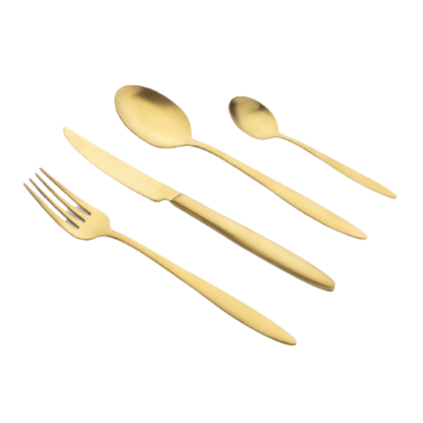 Cubertería Elegance Oro Mate - Alquiler decoracion eventos